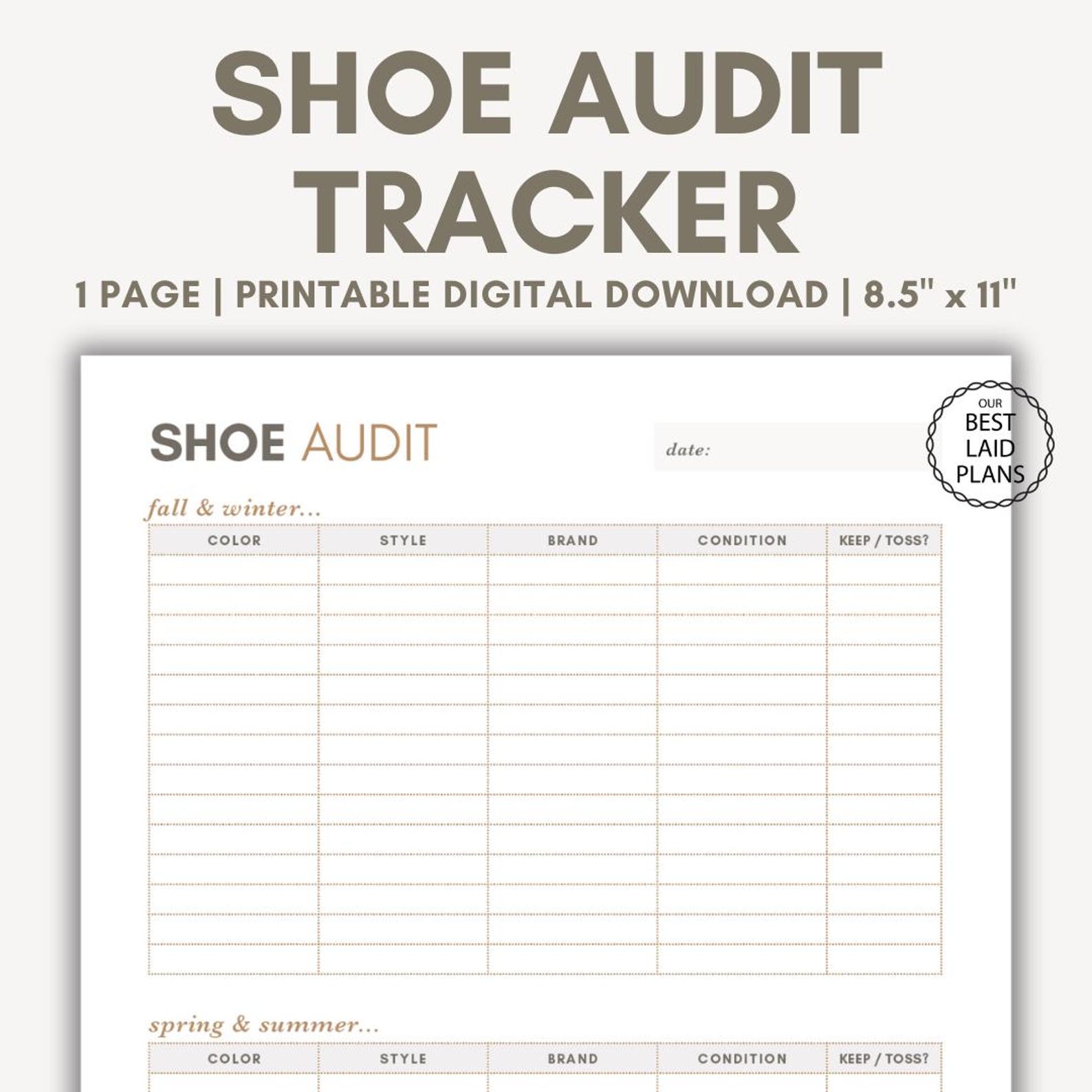 Shoe Audit Printable PDF, Shoe Inventory Planner Printable Digital ...
