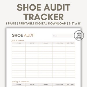 Shoe Audit Printable PDF, Shoe Inventory Planner Printable Digital ...