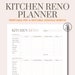 Kitchen Renovation Planner Printable PDF Google Sheets Editable Kitchen ...