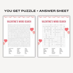 Valentines Word Search Printable PDF Valentines Word Search Printable ...