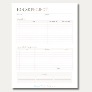 House Project Planner Printable PDF Google Docs Editable Home Project ...