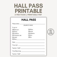 Printable Classroom Hall Passes: Customizable Canva Template - Etsy UK