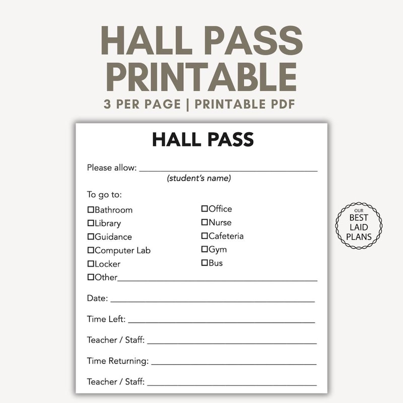 Bathroom Passes - Etsy