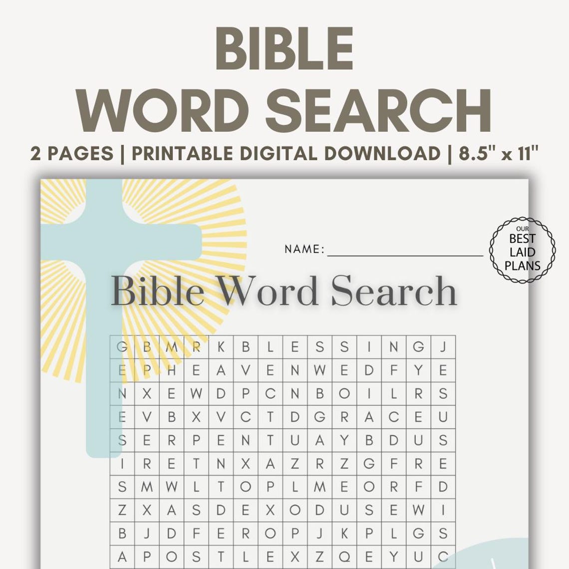 Bible Word Search Printable Bible Word Search Biblel Word Search Game ...