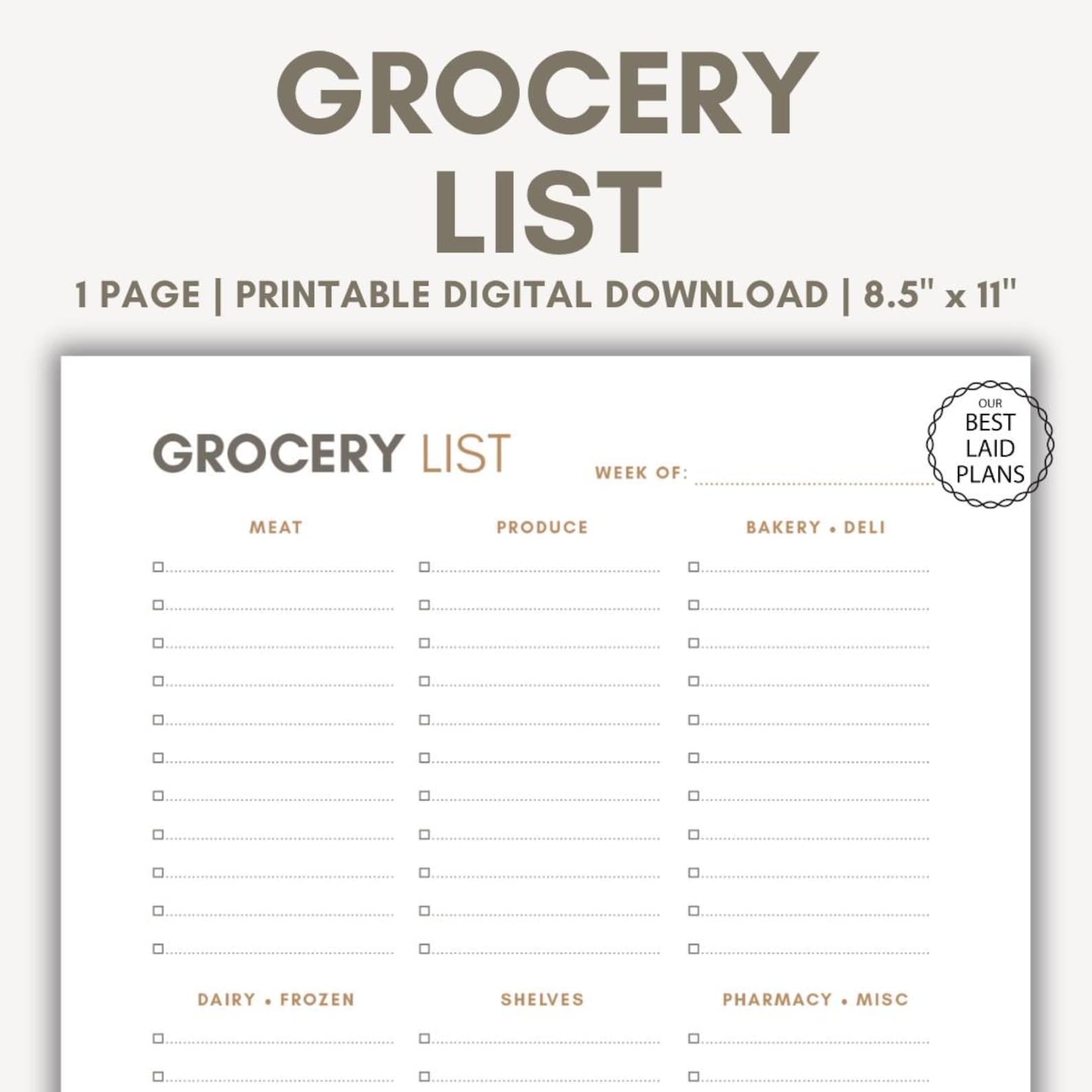 Grocery List PDF Grocery Shopping List Printable PDF Grocery List ...