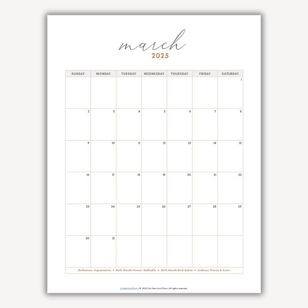 Calendrier Imprimable De Mars 2024 En Format Paysage Calendrier Annuel