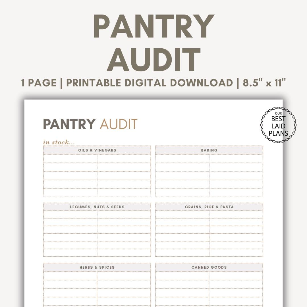 Pantry Inventory Log Printable, Pantry Audit Planner, Pantry ...