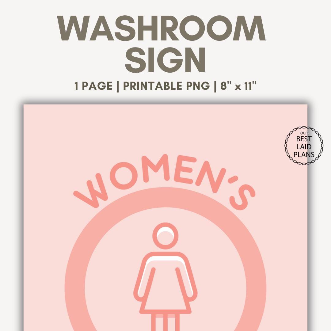 Womens Washroom Sign Printable, Womens Bathroom Sign Printable, Womens ...