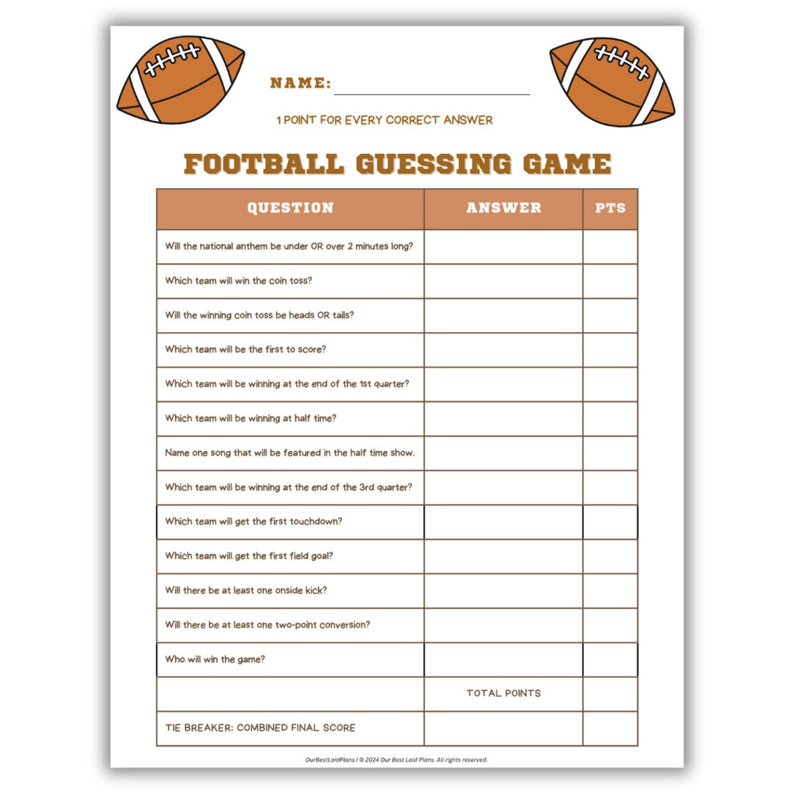 Football Guessing Game Printable PDF, Football Party Games, Football ...
