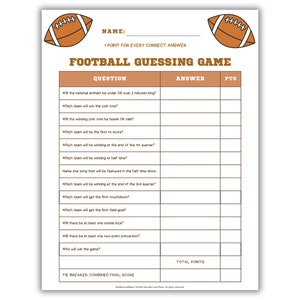 Football Guessing Game Printable PDF, Football Party Games, Football ...