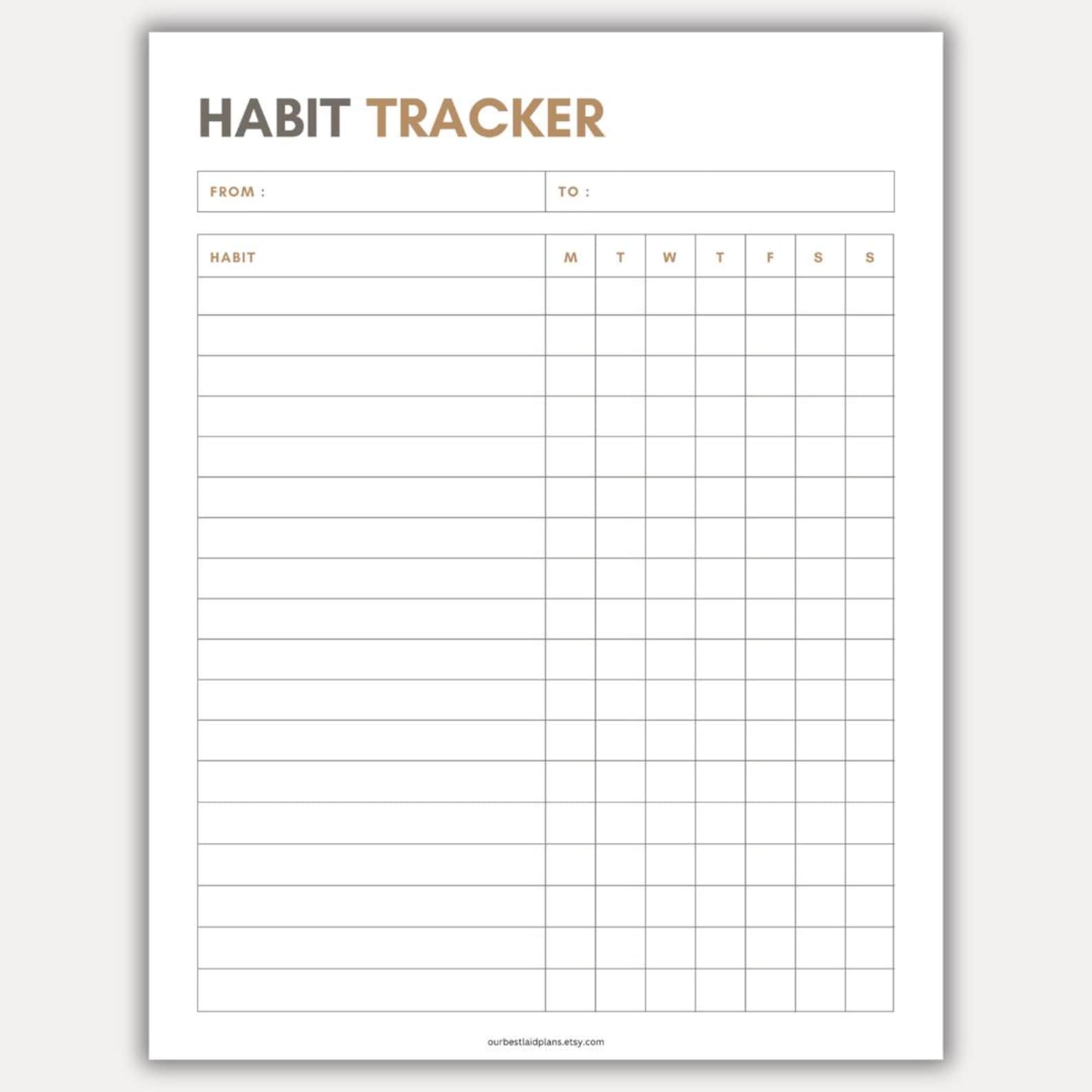 Habit Tracker Printable Weekly, Habit Printable Tracker PDF, Weekly ...