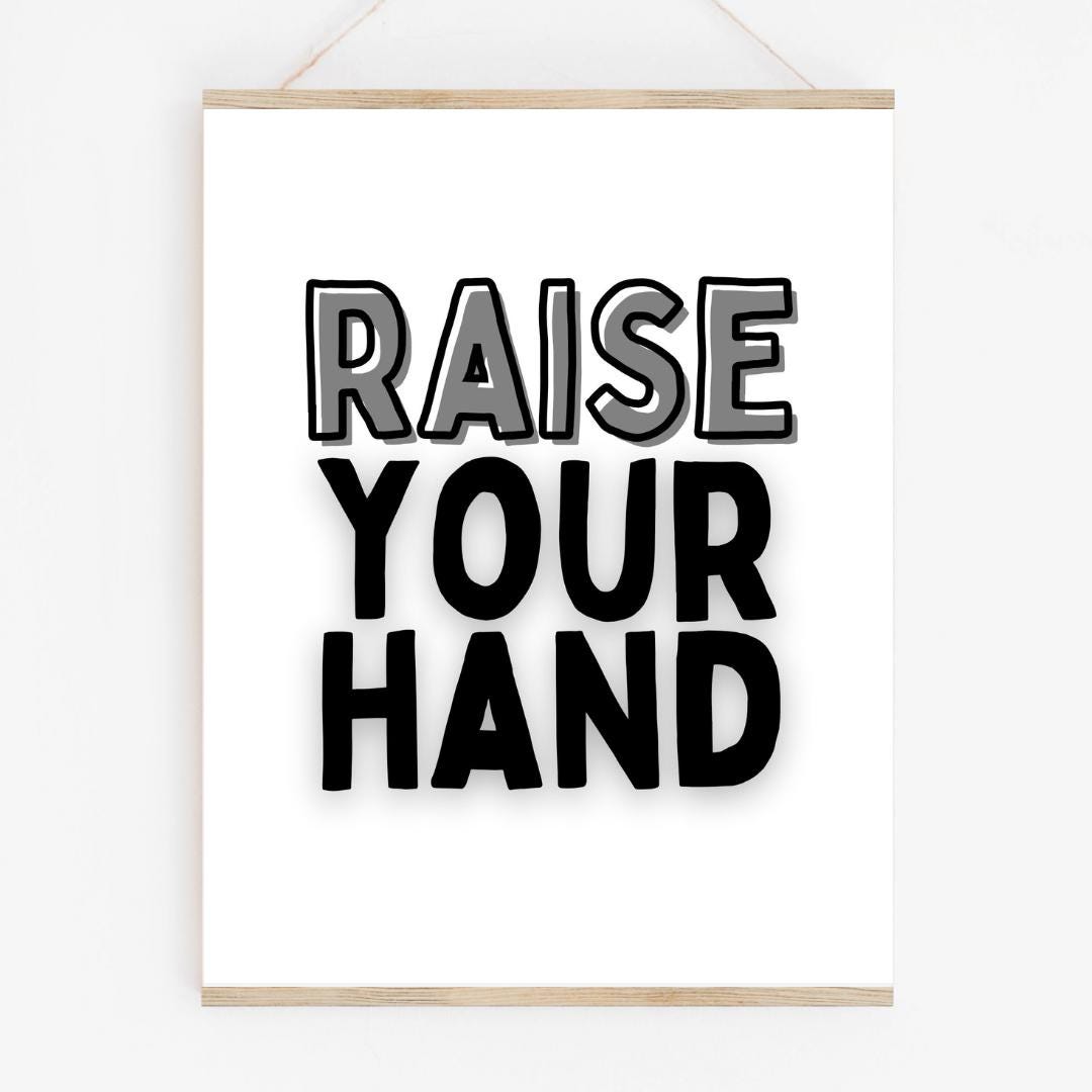 Class Rules Sign Printable for High School Raise Your Hand Classroom ...