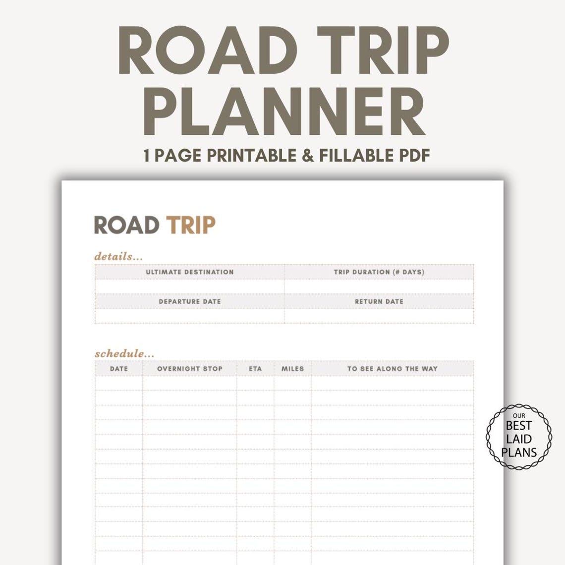 Road Trip Planner Printable PDF, Road Travel Planner Digital Download ...