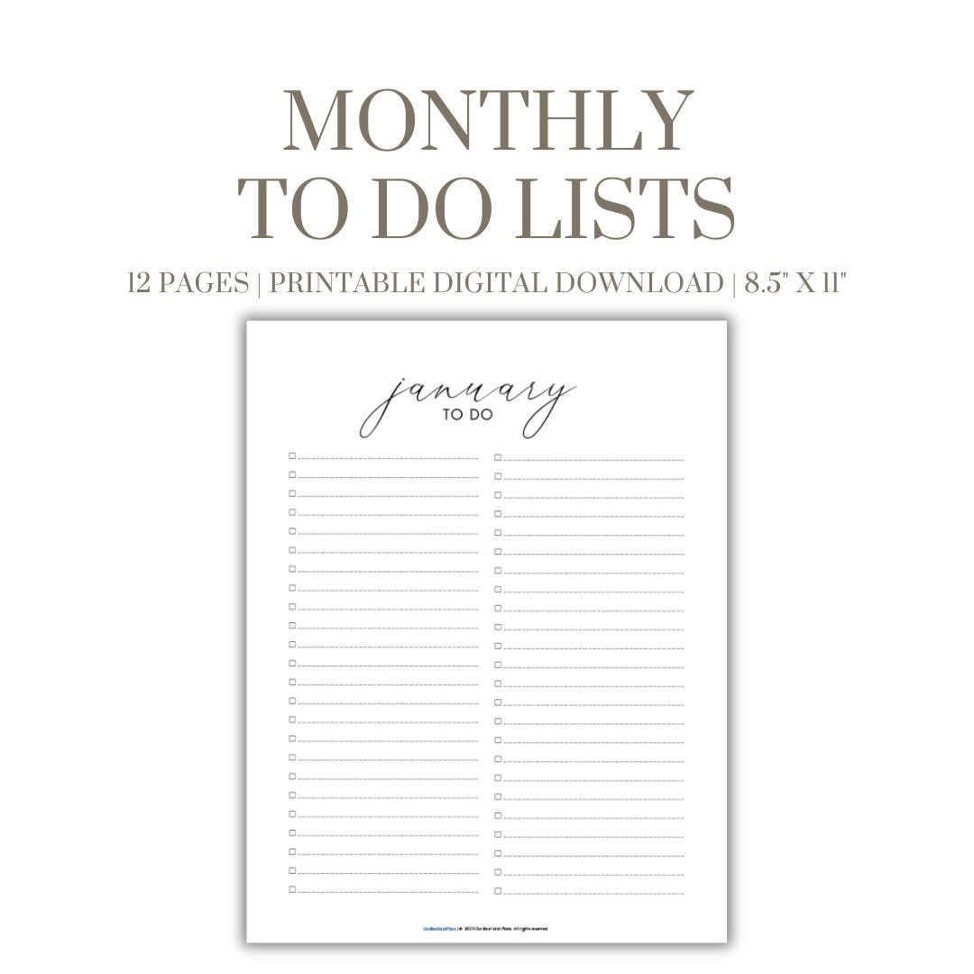 Monthly to Do List Printable Template Digital Planner to Do List ...