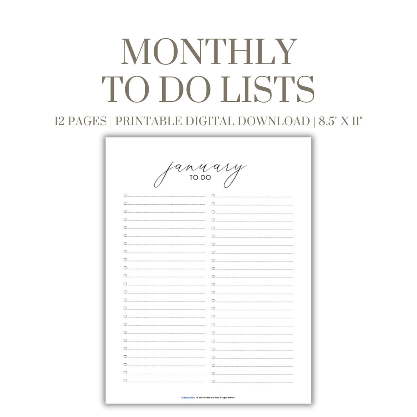 Monthly to Do List Printable Template Digital Planner to Do List ...