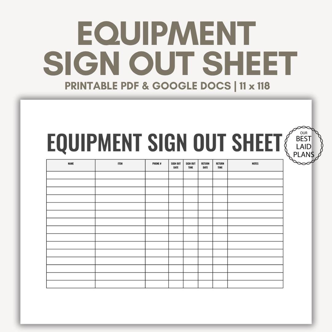 Equipment Sign Out Sheet Google Docs, Equipment Sign Out Sheet Template ...