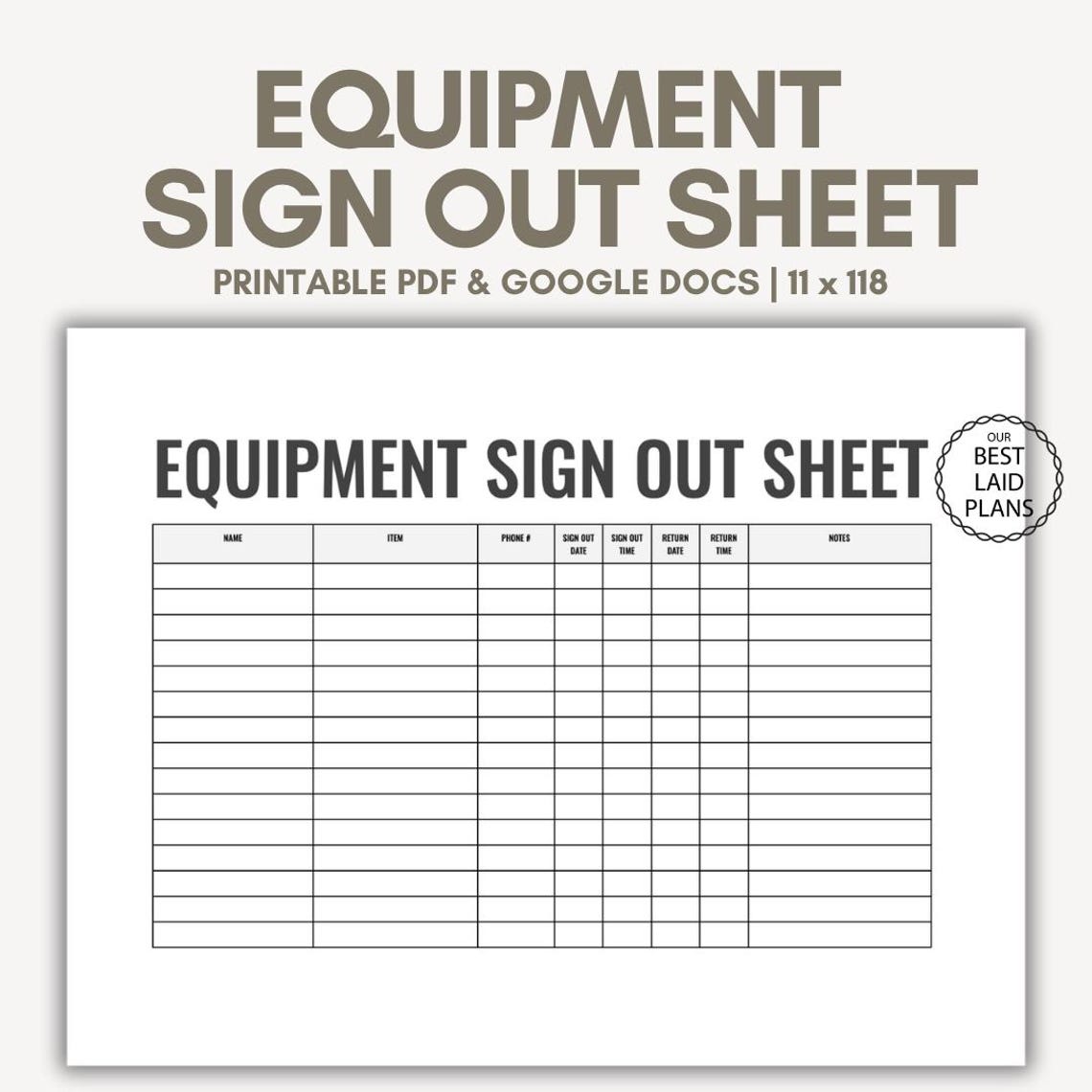 Equipment Sign Out Sheet Google Docs, Equipment Sign Out Sheet Template ...