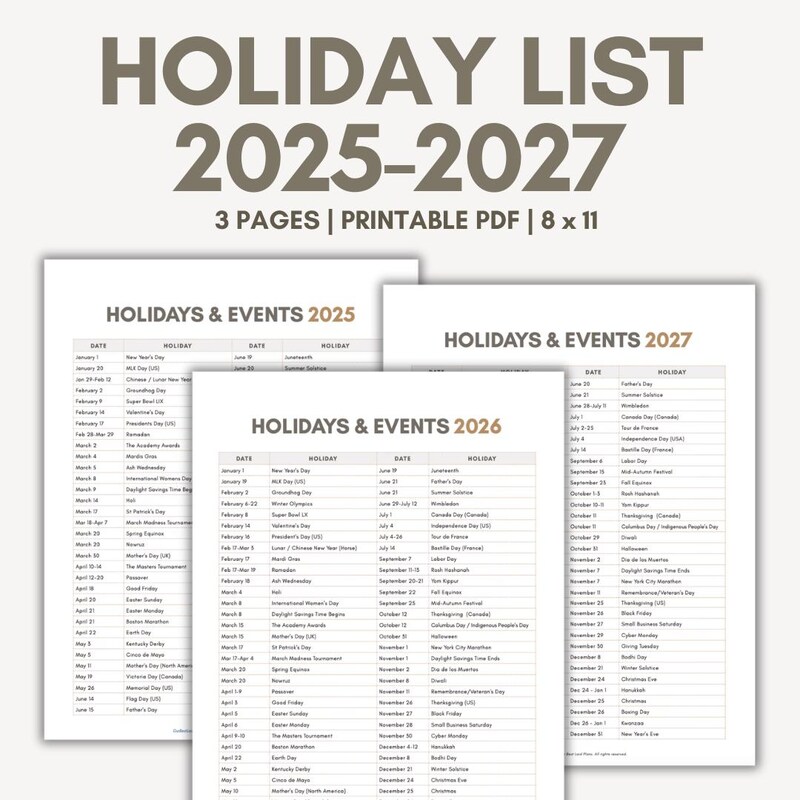 List of Holidays Usa 2025 - Etsy