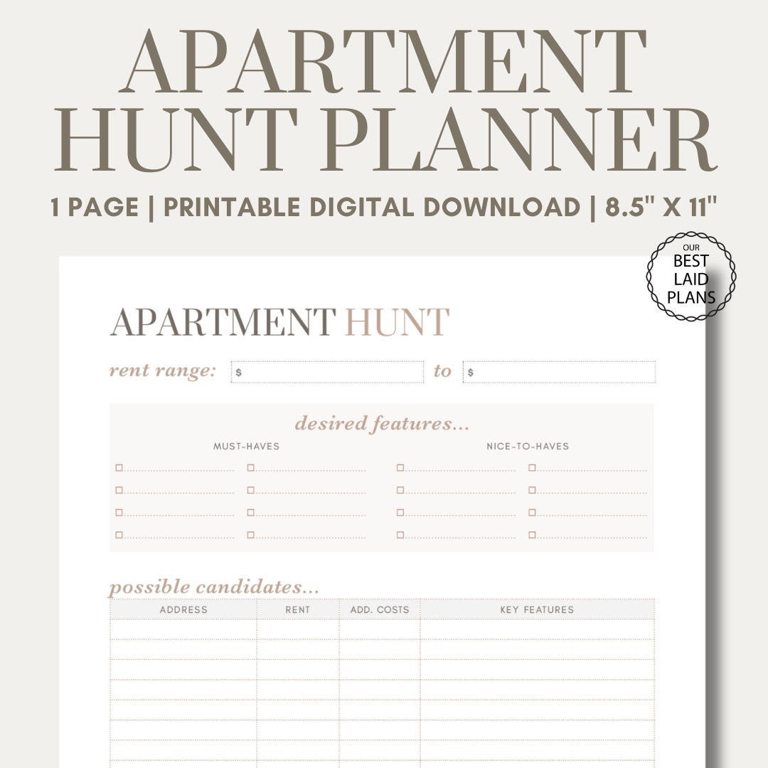 Apartment Hunt Planner Page, Apartment Tracker, Apt Hunting List ...