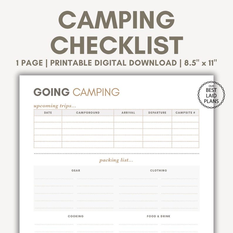Camping Packing Checklist Family Packlist Camping Plan Camping Planner ...