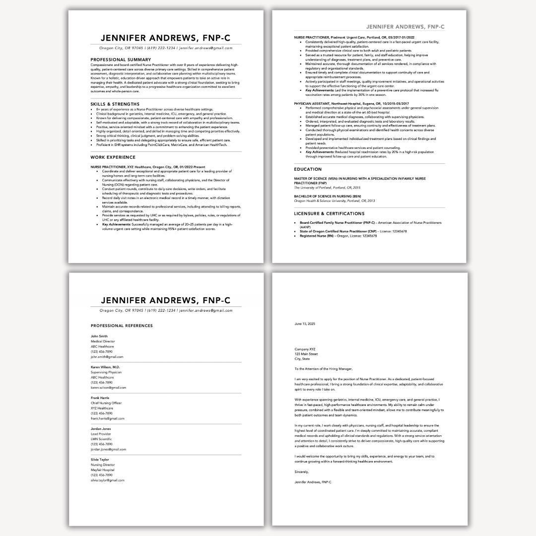 CV Nurse Practitioner Resume Template ATS Friendly, Nurse Practitioner ...