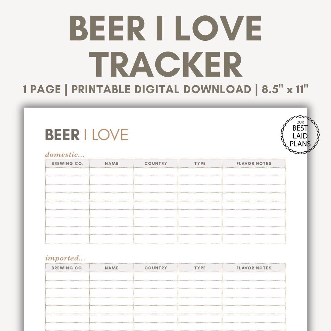 Beer Planner Printable Digital Planner Beer I Love Planner Page Beer ...