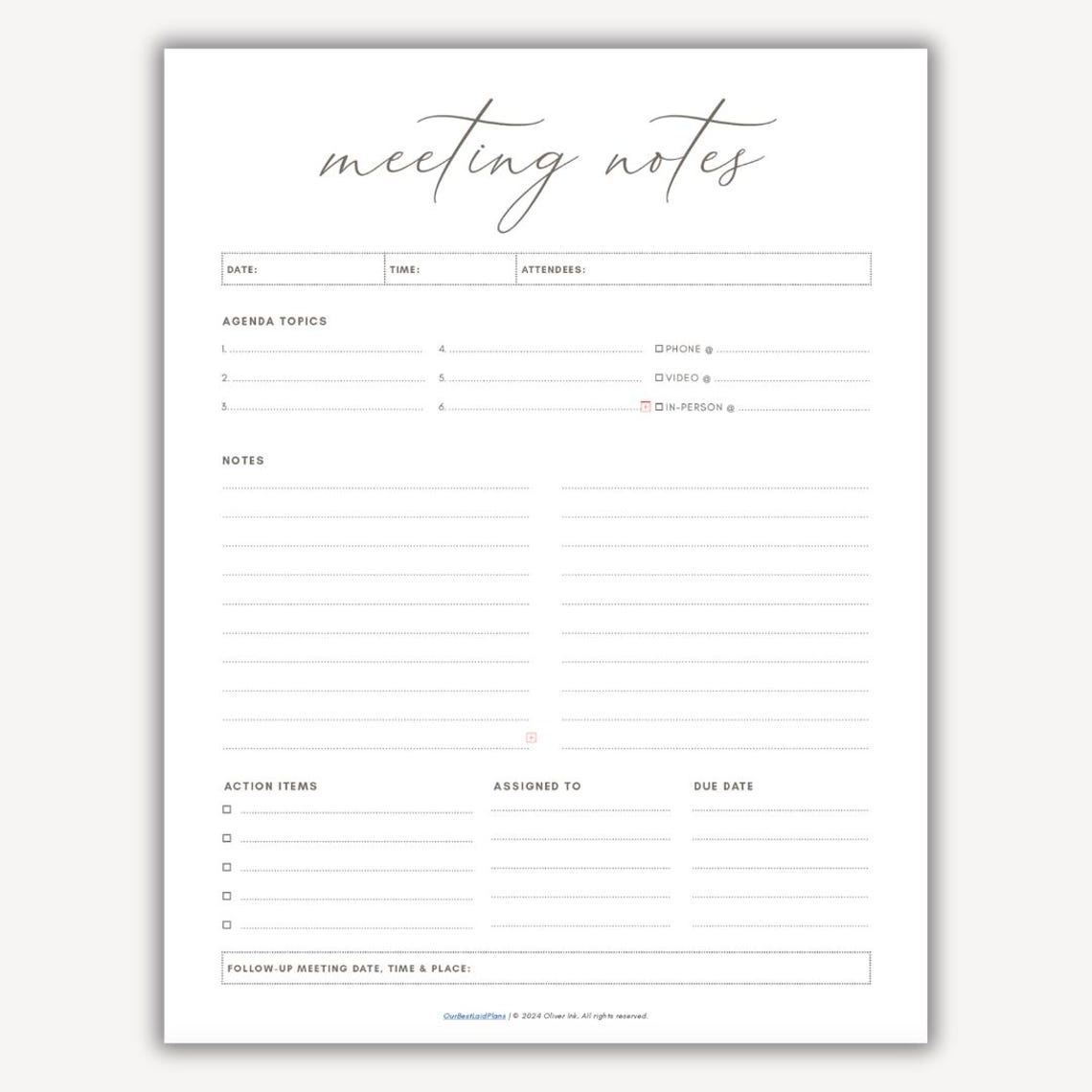 Meeting Agenda Template Printable Meeting Agenda Template With Action ...
