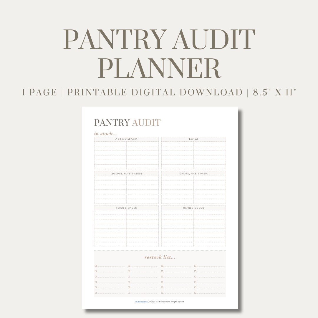 Pantry Inventory Log Printable Pantry Audit Planner Pantry - Etsy