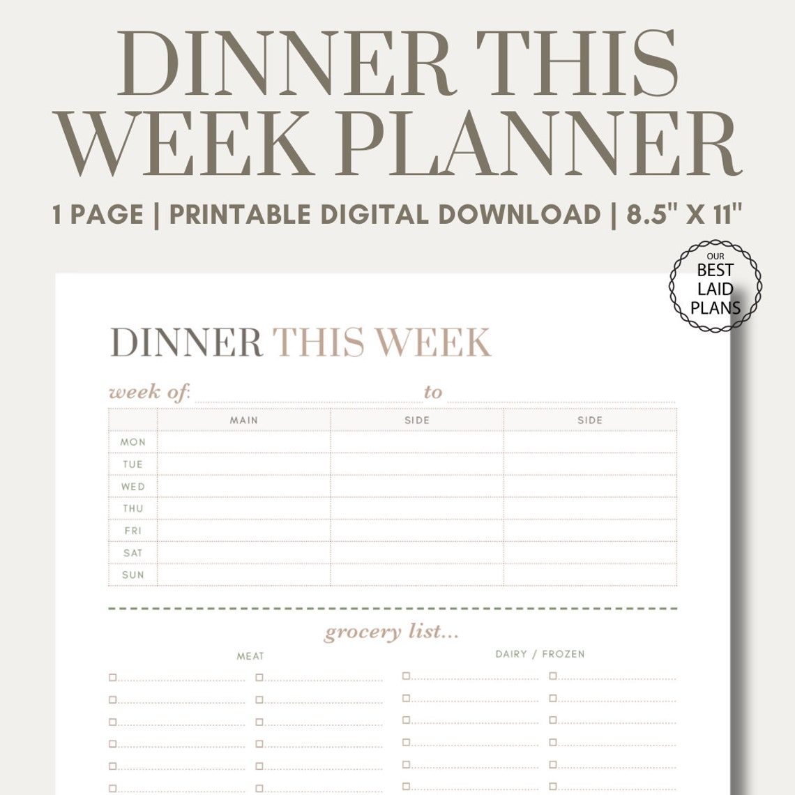 Weekly Meal Planner Template Printable PDF, Meal Planner Template to ...