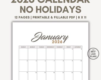 2029 Monthly Calendar Printable & Fillable, Year Calendar Template ...