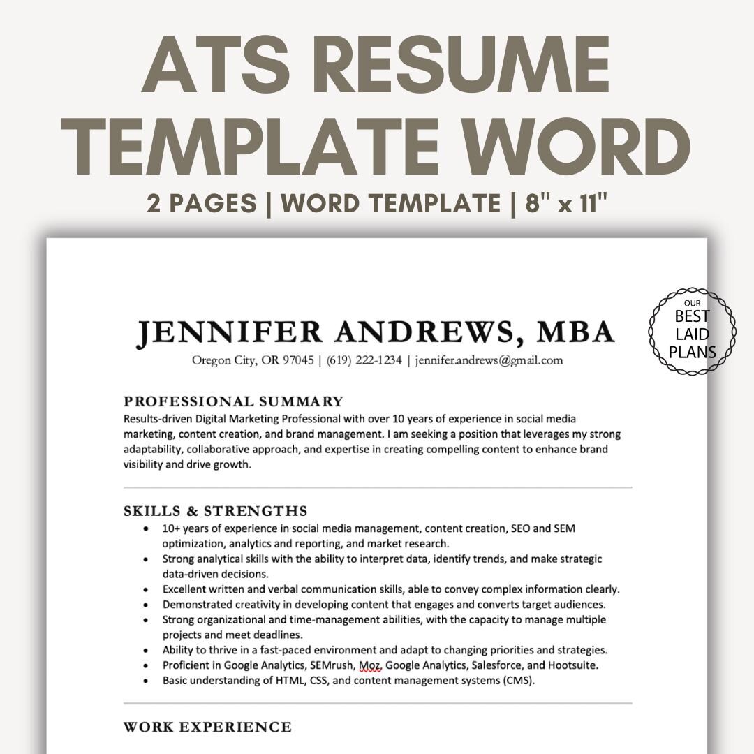 CV Template Ats, CV Template Word, Applicant Tracking System CV ...