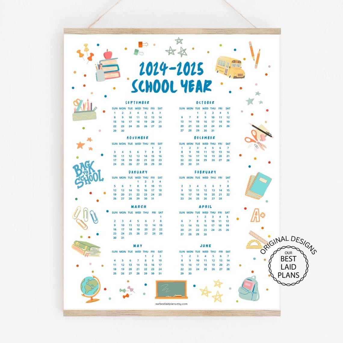 School Calendar 2024-2025 Printable PDF Cute 2024 2025 School Year at a ...