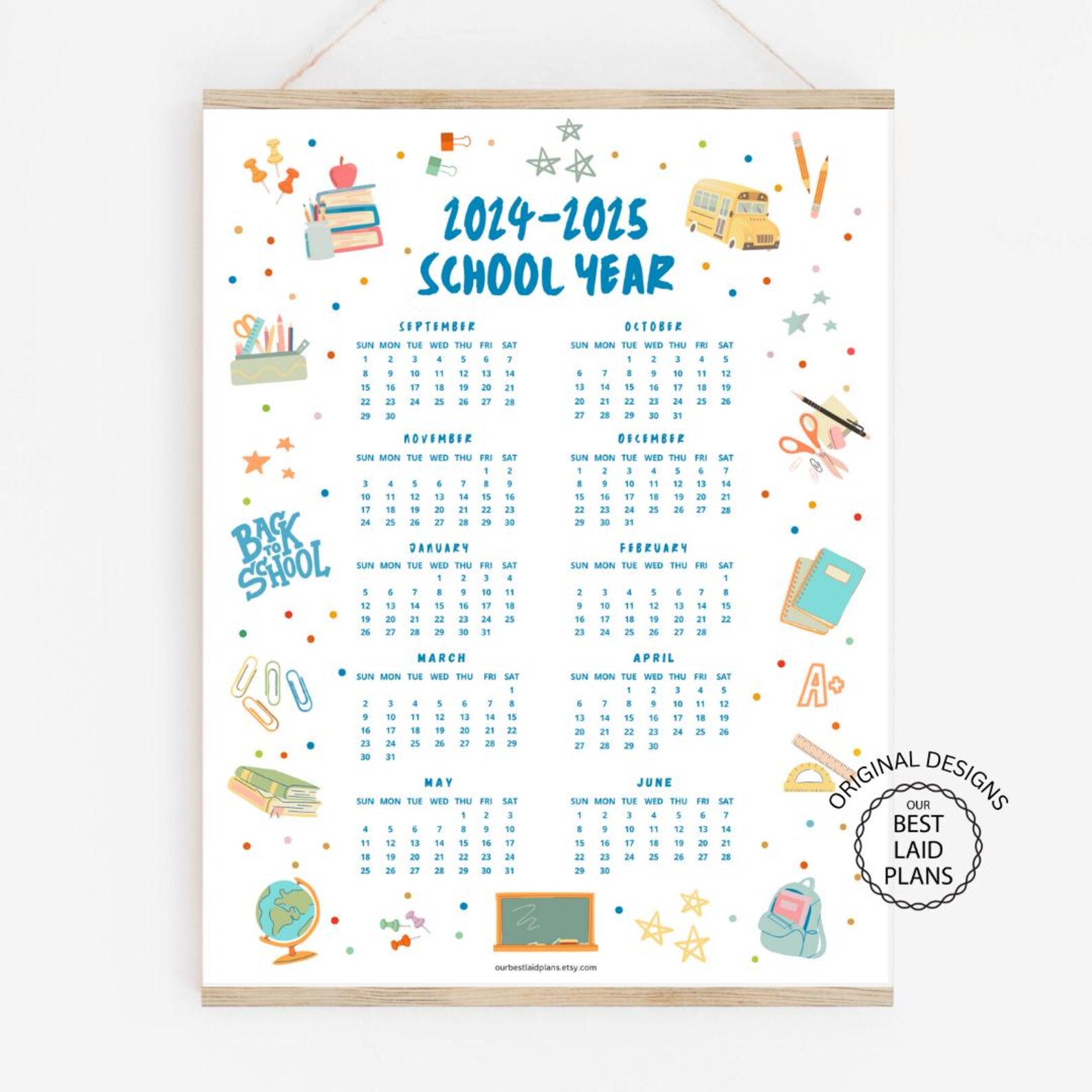 School Calendar 2024-2025 Printable PDF Cute 2024 2025 School Year at a ...