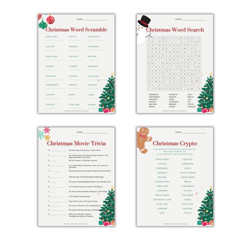 Christmas Game Bundle Printable, Christmas Word Search, Christmas ...