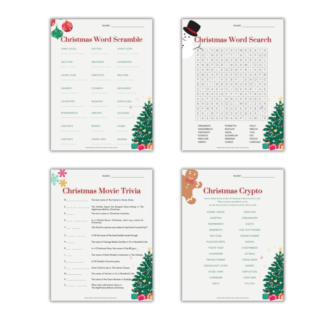 Christmas Game Bundle Printable, Christmas Word Search, Christmas ...