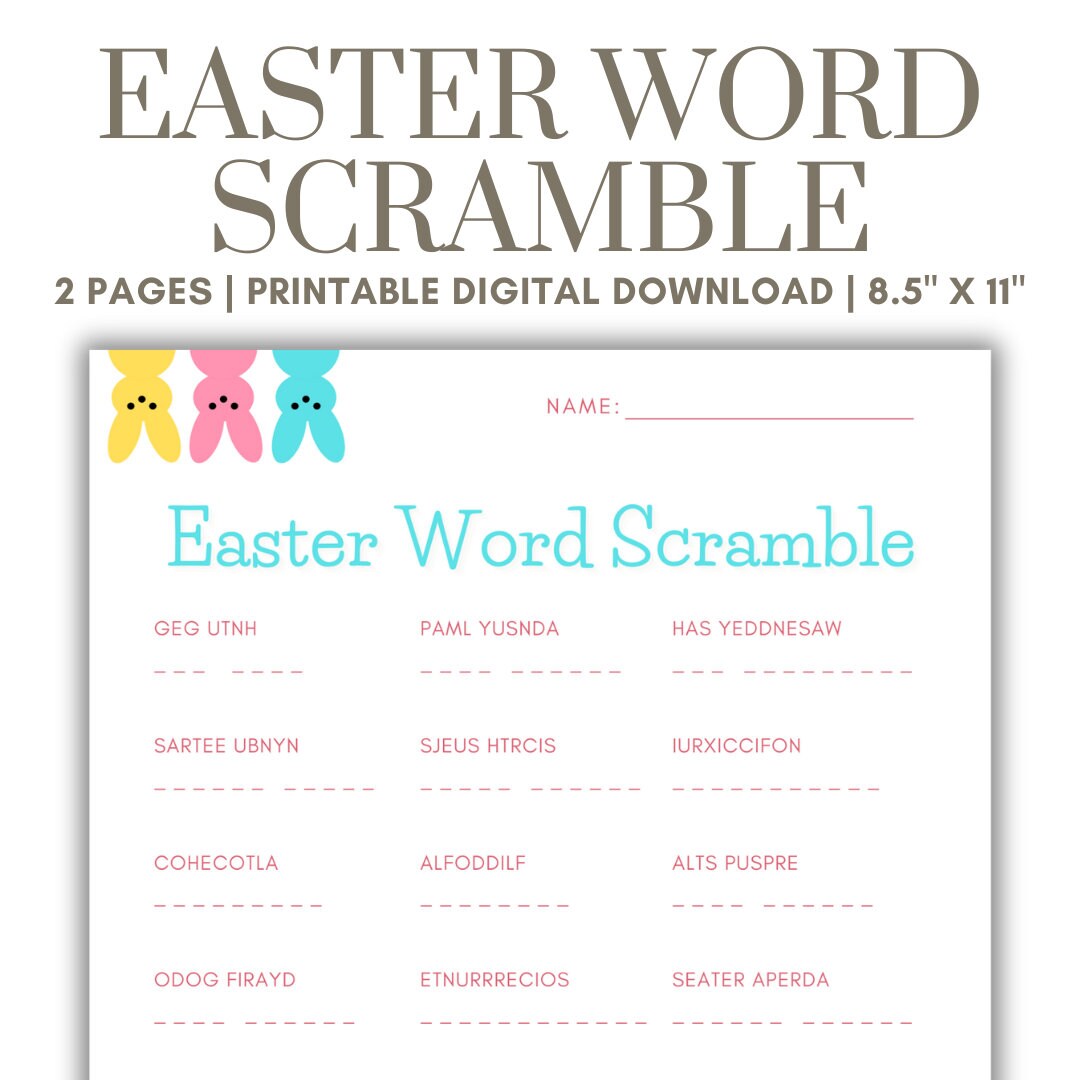 Easter Word Scramble Game Printable Digital Download, Easter Word ...