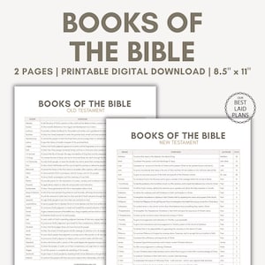 Books of the Bible List in Order, Books of the Bible Printable PDF ...