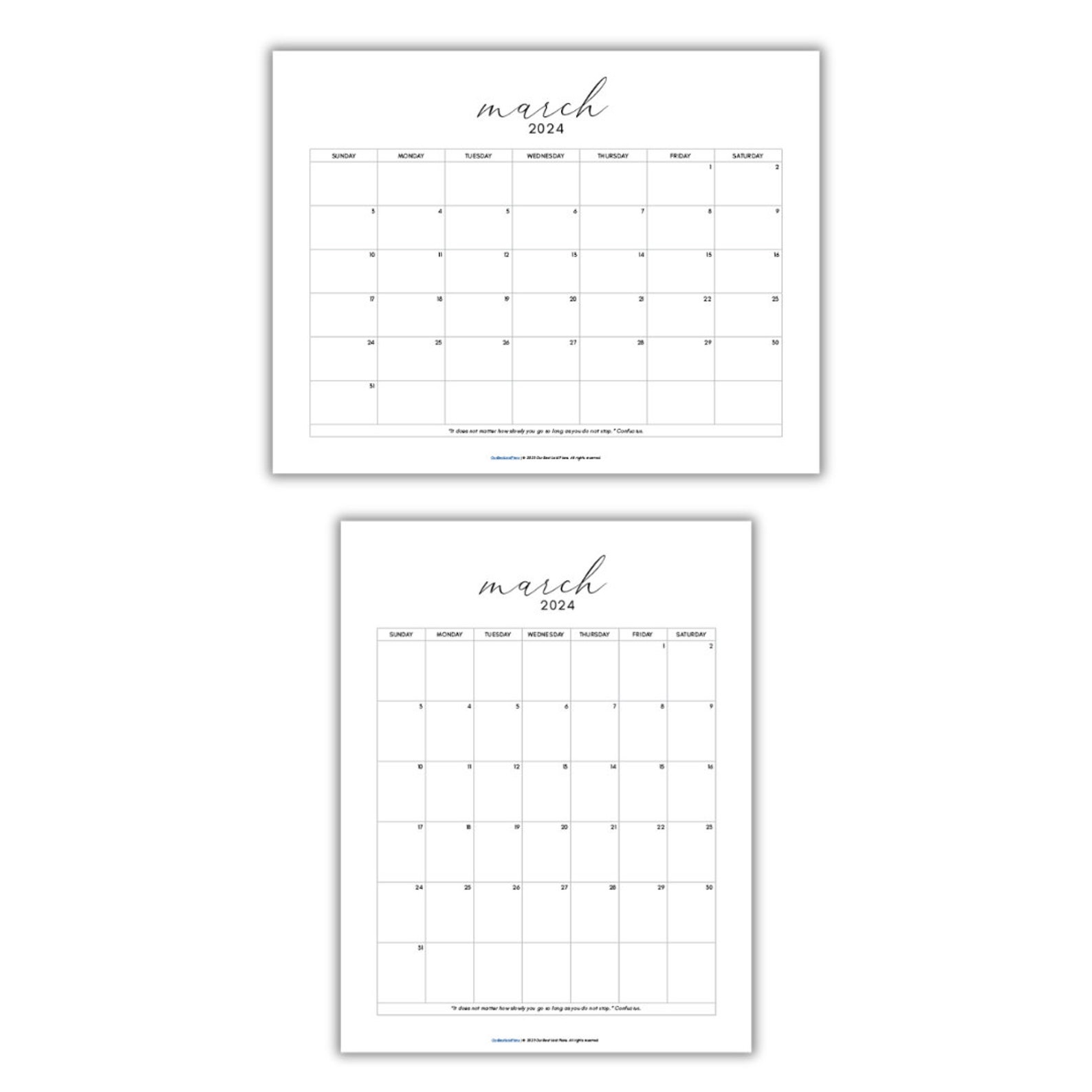 March 2024 Calendar Printable PDF, March 2024 Calendar Without Holidays ...