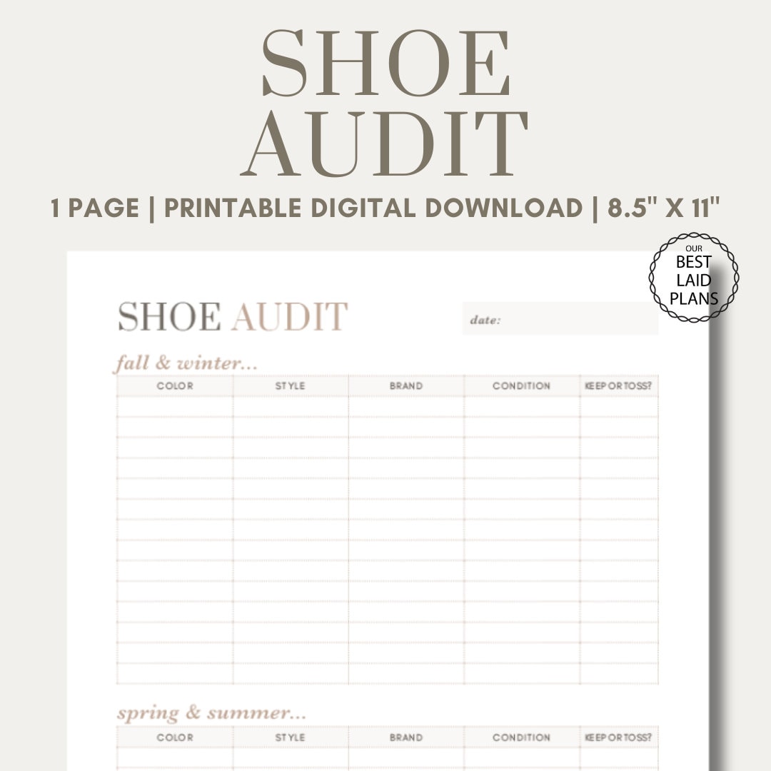 Shoe Audit Printable PDF, Shoe Inventory Planner Printable Digital ...