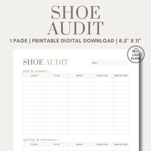 Shoe Audit Printable PDF, Shoe Inventory Planner Printable Digital ...