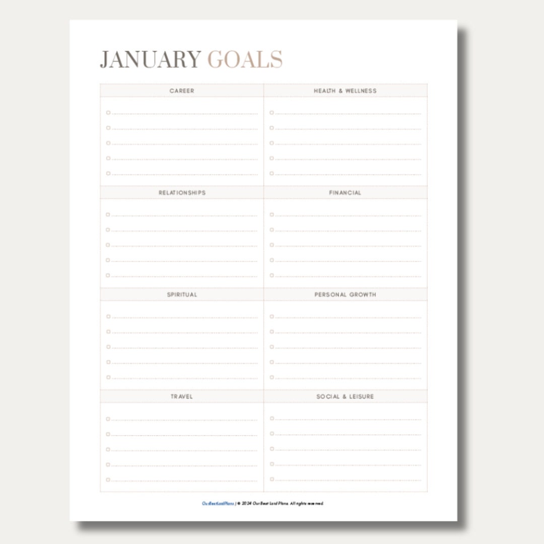 Monthly Goal Planner Printable PDF, Monthly Goal Tracker, Monthly Goal ...