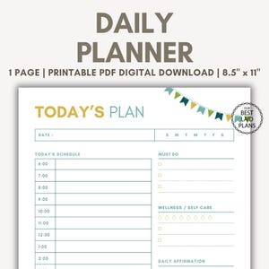 Daily Schedule Template Printable, Cute Daily Schedule PDF Template ...