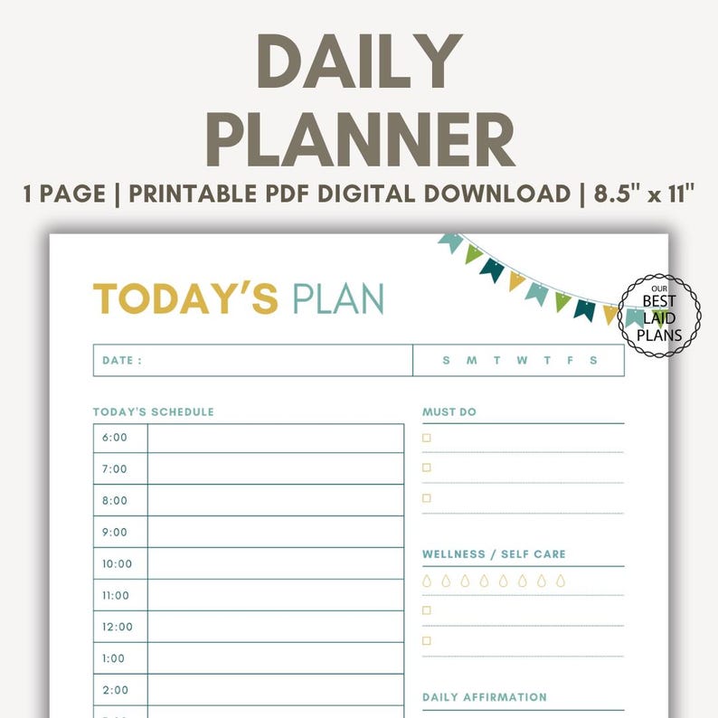 Daily Schedule Template Printable, Cute Daily Schedule PDF Template ...