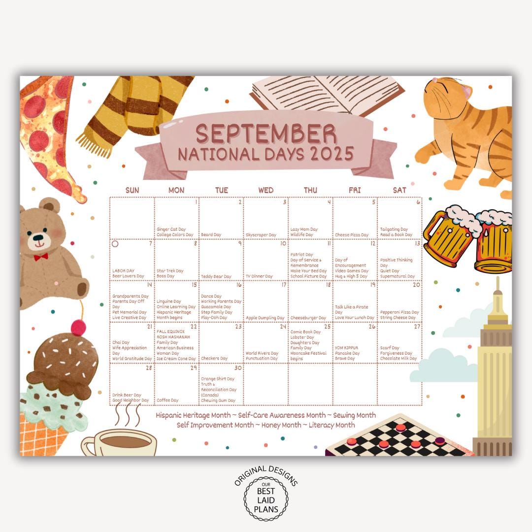 September National Days Calendar Printable, National September Days ...