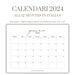 2024 Calendar in Italian, 2024 Calendari Printable PDF, Monthly Italian ...