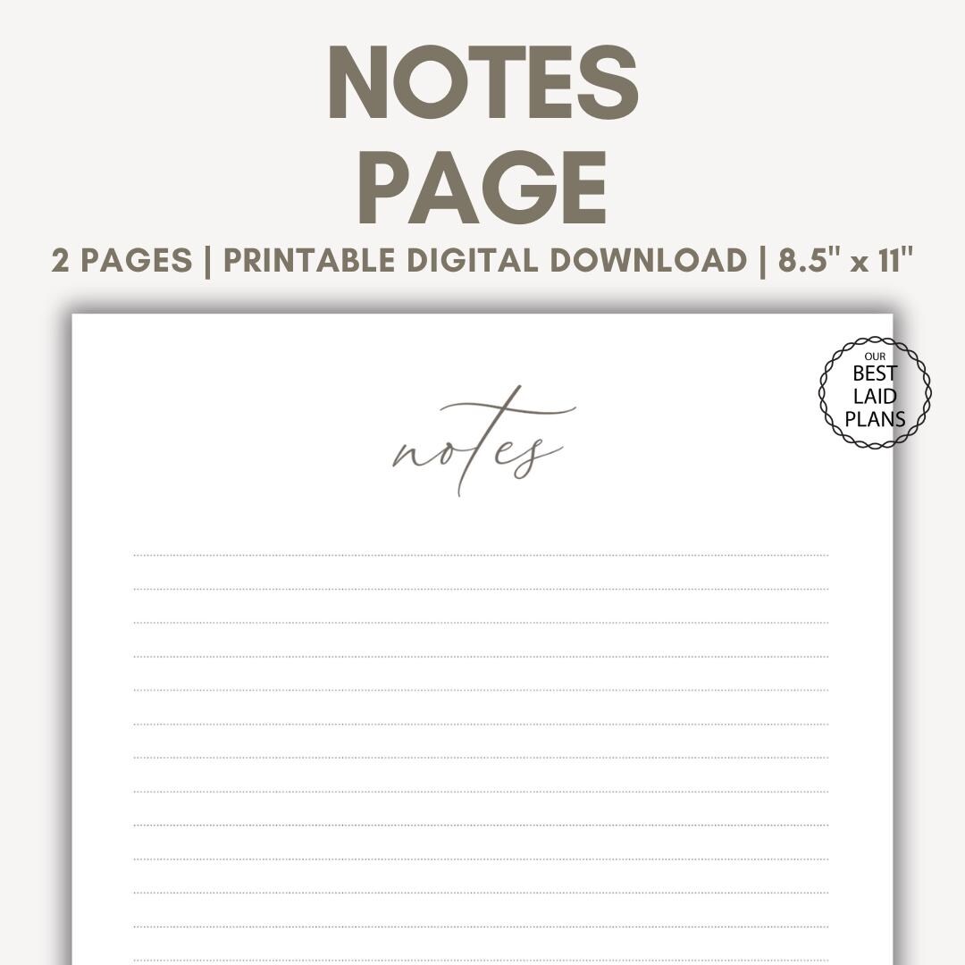 Notes Page Printable US Letter Note Page Printable Template Note Page ...