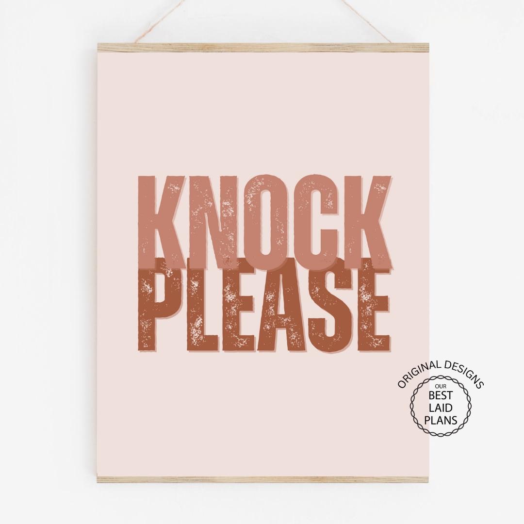 Knock Please Door Sign for Dorm Room in Pink Boho Aesthetic Printable ...