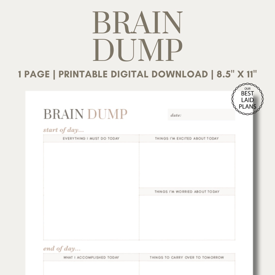 Brain Dump Printable PDF, Mind Dump Digital Download, Braindumping ...