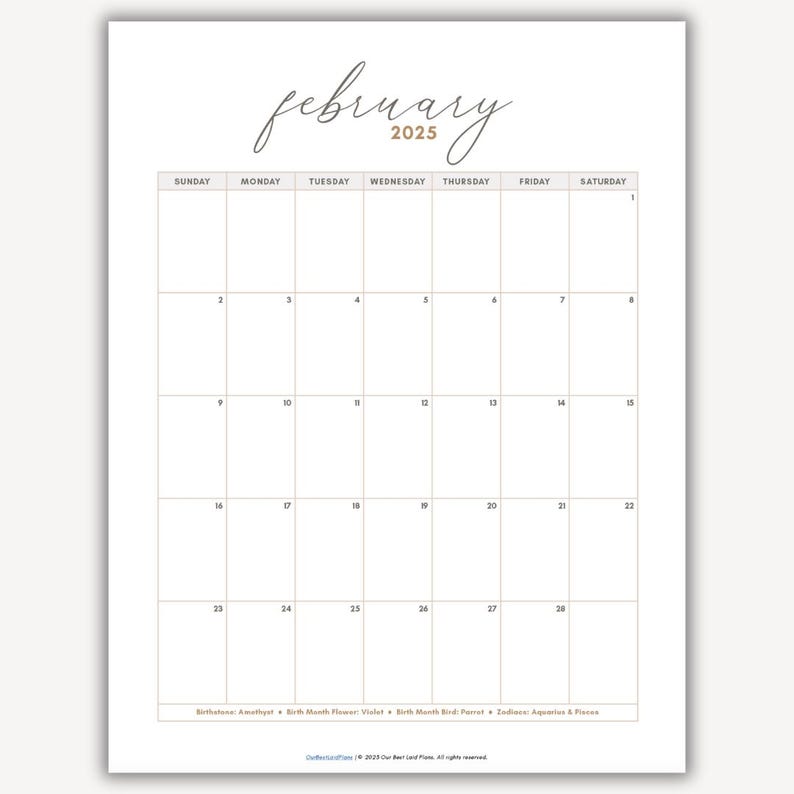 February 2025 Calendar Printable PDF February 2025 Printable PDF ...