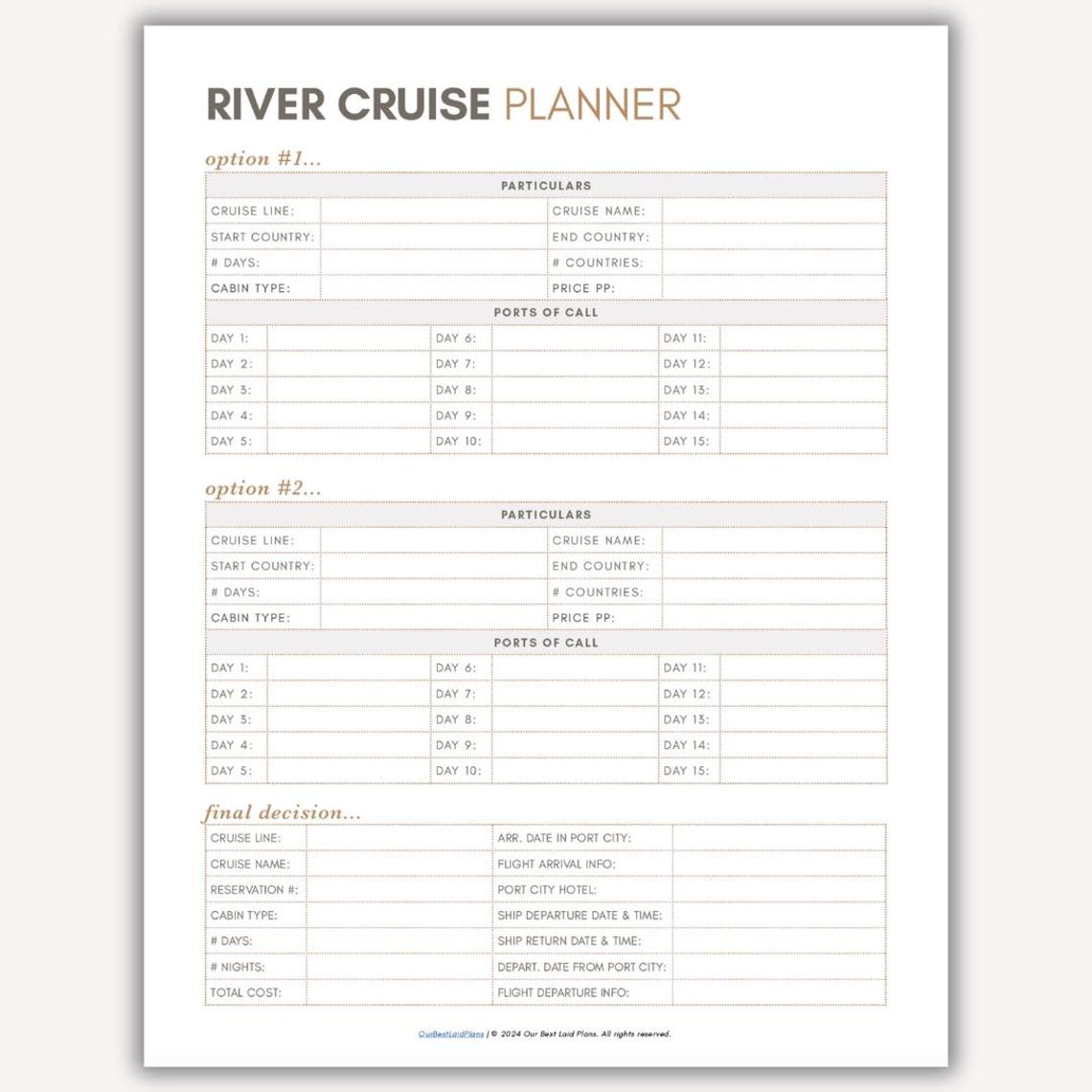River Cruise Planner Printable PDF Plan My Cruise Vacation Planner ...